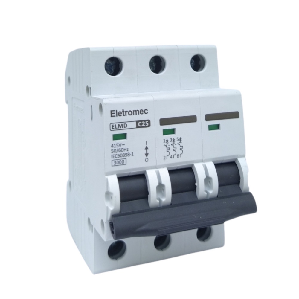 Disjuntor Din Trifásico Curva-C 25A 3KA Eletromec | Shopee Brasil