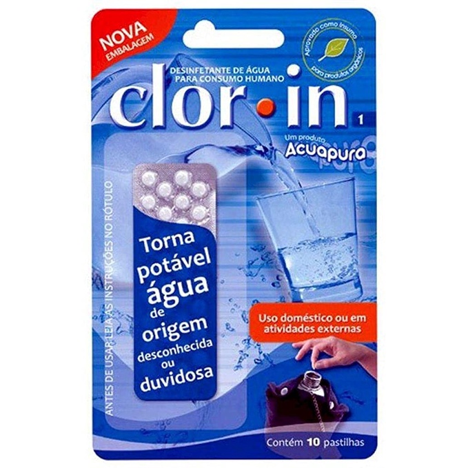Clorin purificador de água 10 pastilhas efervescentes essencial na sua ...