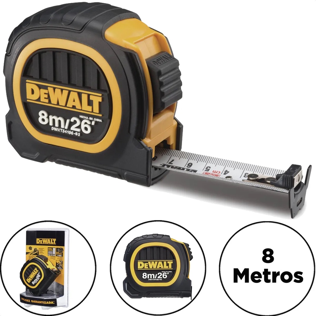 Trena 8 Metros Profissional Emborrachada Com Trava Dewalt | Shopee Brasil