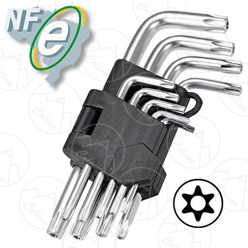 Jogo De Chave Torx Torque Longa Tipo L de Aço Com Furo T10 A T50 Aço ...