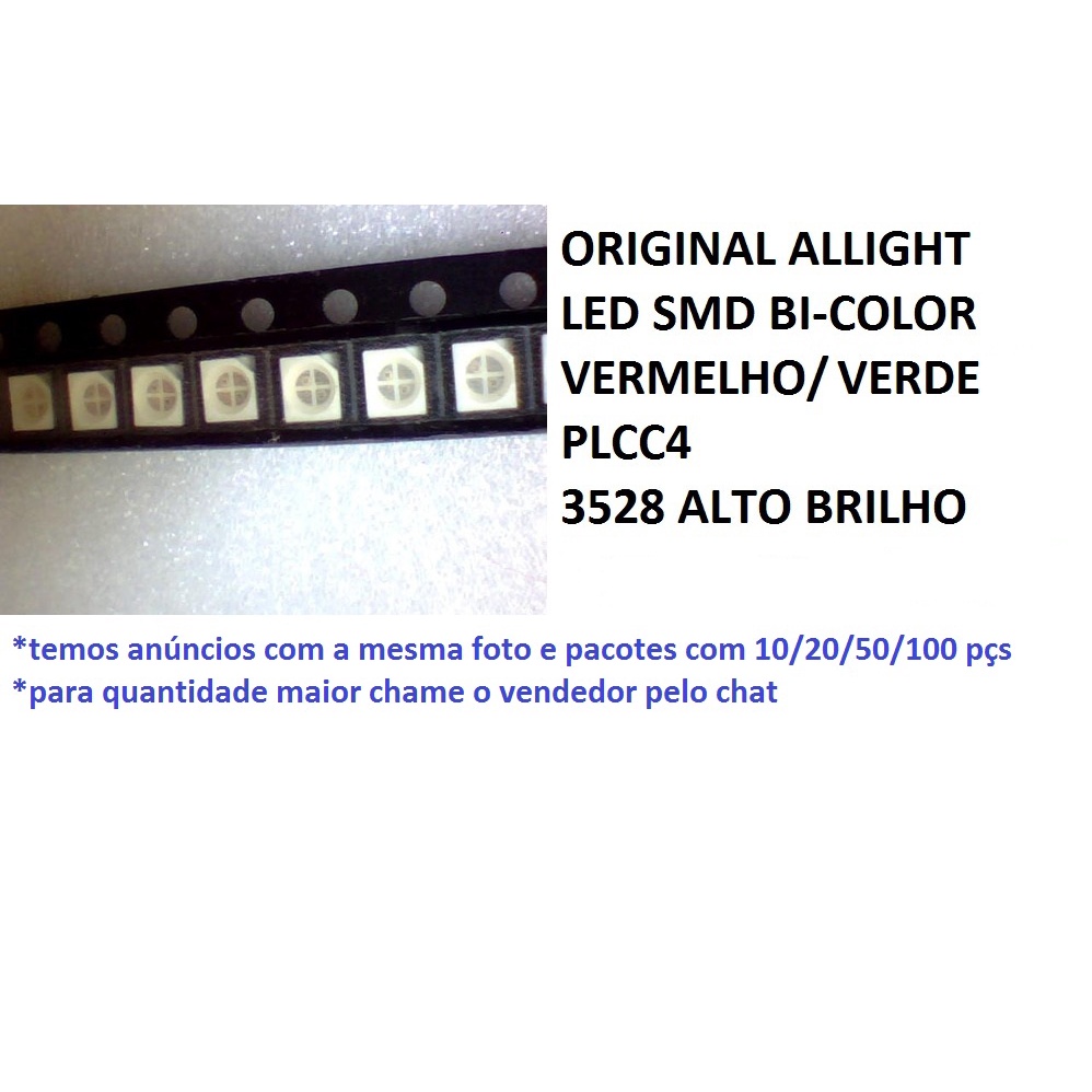 10 PÇS LED BI-COLOR SMD 3528 ALTO BRILHO PLCC4 VERMELHO E VERDE 3528 ...