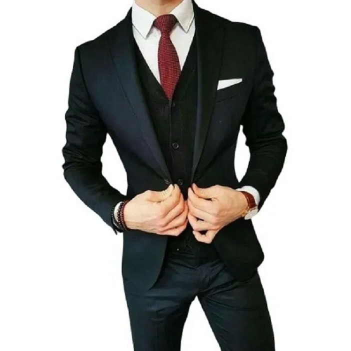 Terno Masculino Preto Slim Novo Completo + Paleto calça & Colete ...