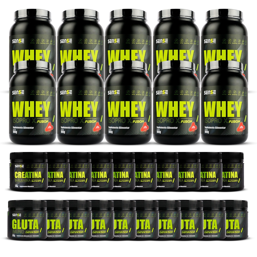 10 Whey + 10 creatina + 10 Glutamina - Sense Suplemento para Ganho de ...