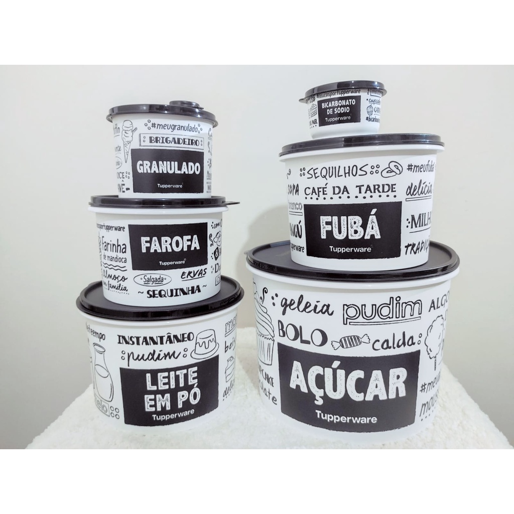 Potes Tupperware Linha Preto e Branco Originais | Shopee Brasil
