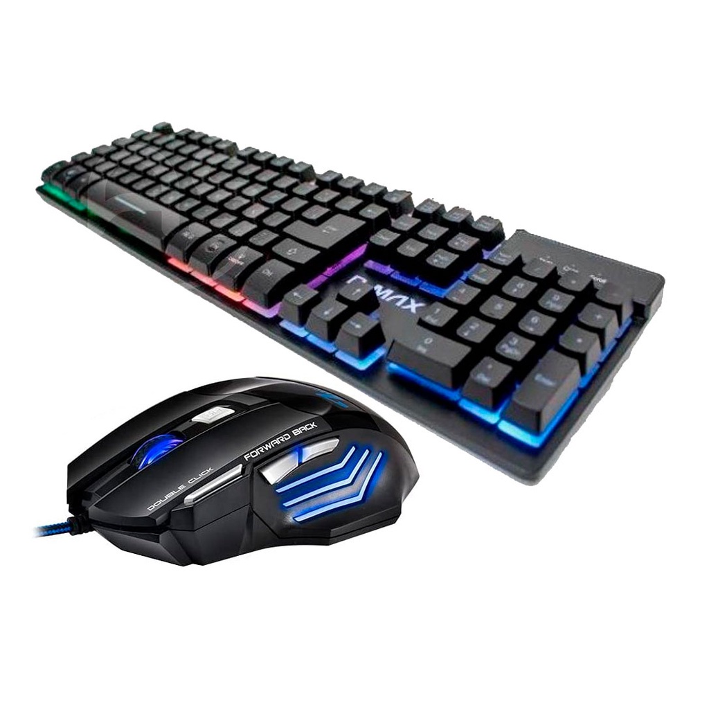 Kit Gamer Teclado + Mouse LED RBG Preto USB Setup Jogos PC | Shopee Brasil