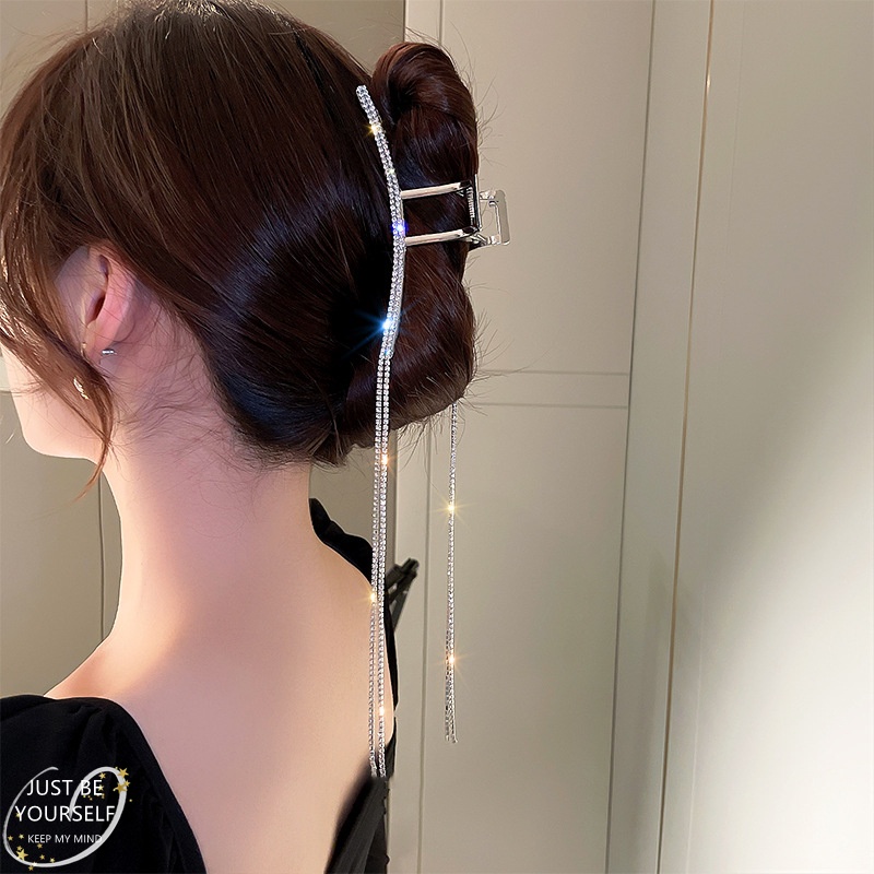 Presilha de cabelo de luxo All-Rhinestone Grampo de cabelo feminino ...