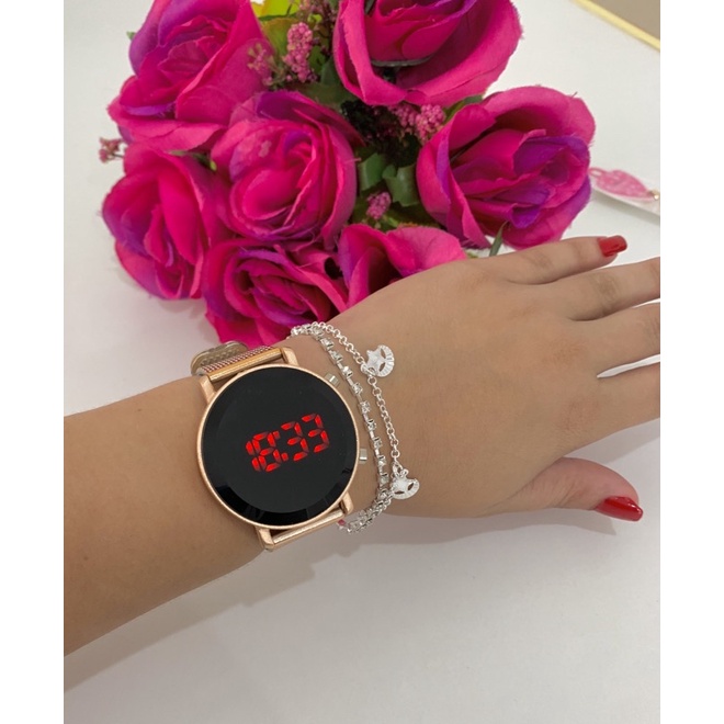 Relógio Feminino de Led Redondo Digital | Shopee Brasil