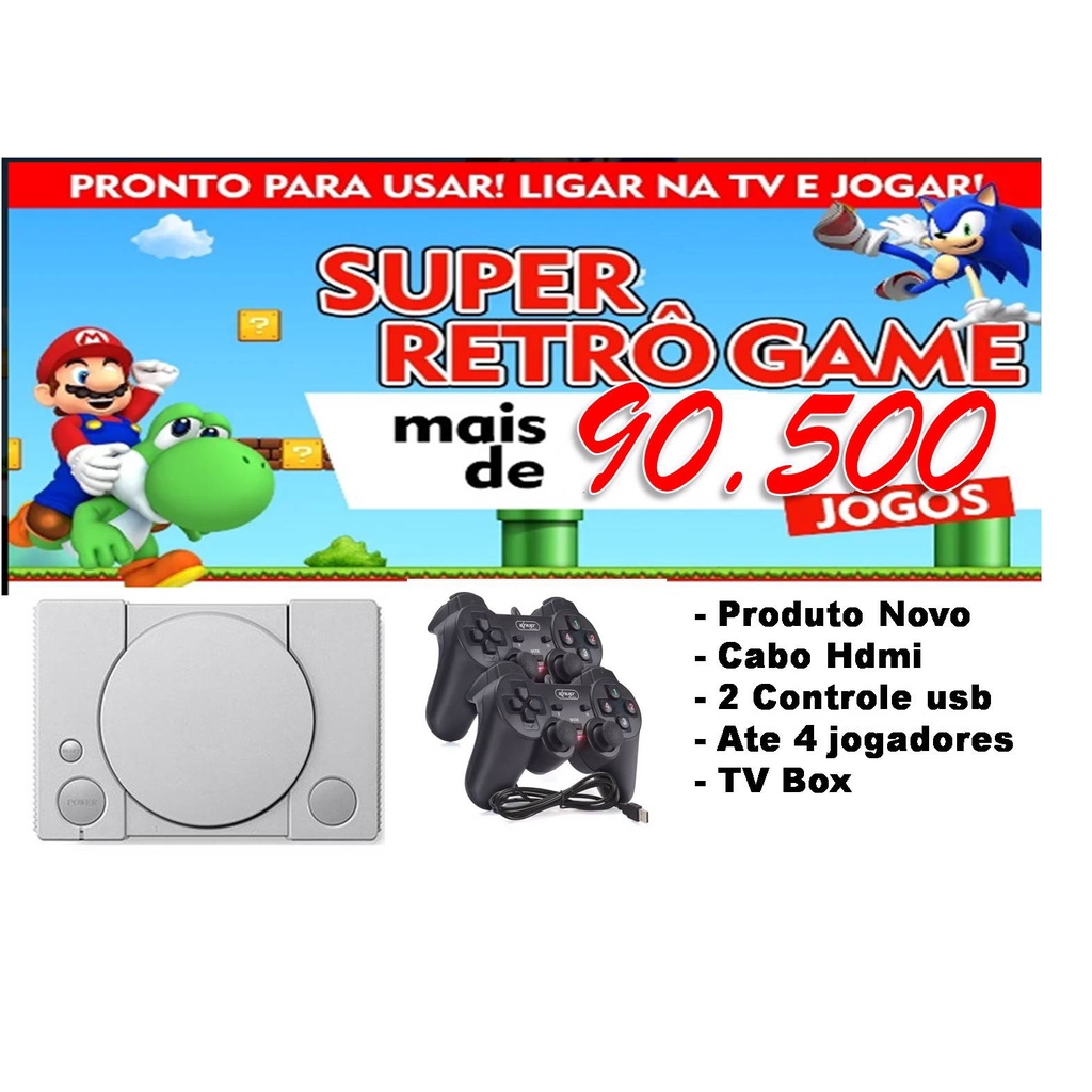 Video game retro 120mil jogos + 2 controles USB + Case PS1 | Shopee Brasil
