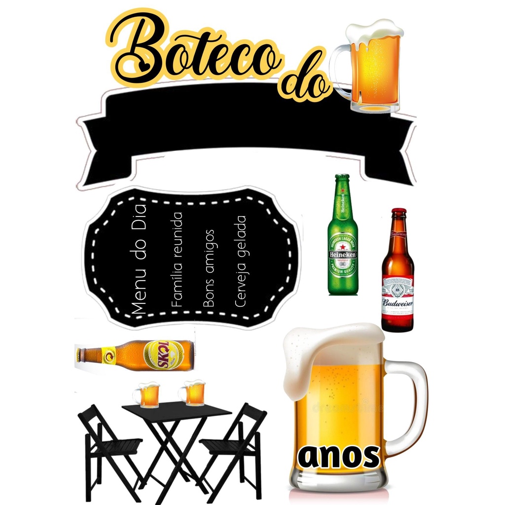 Topo de Bolo Boteco Personalizado | Shopee Brasil