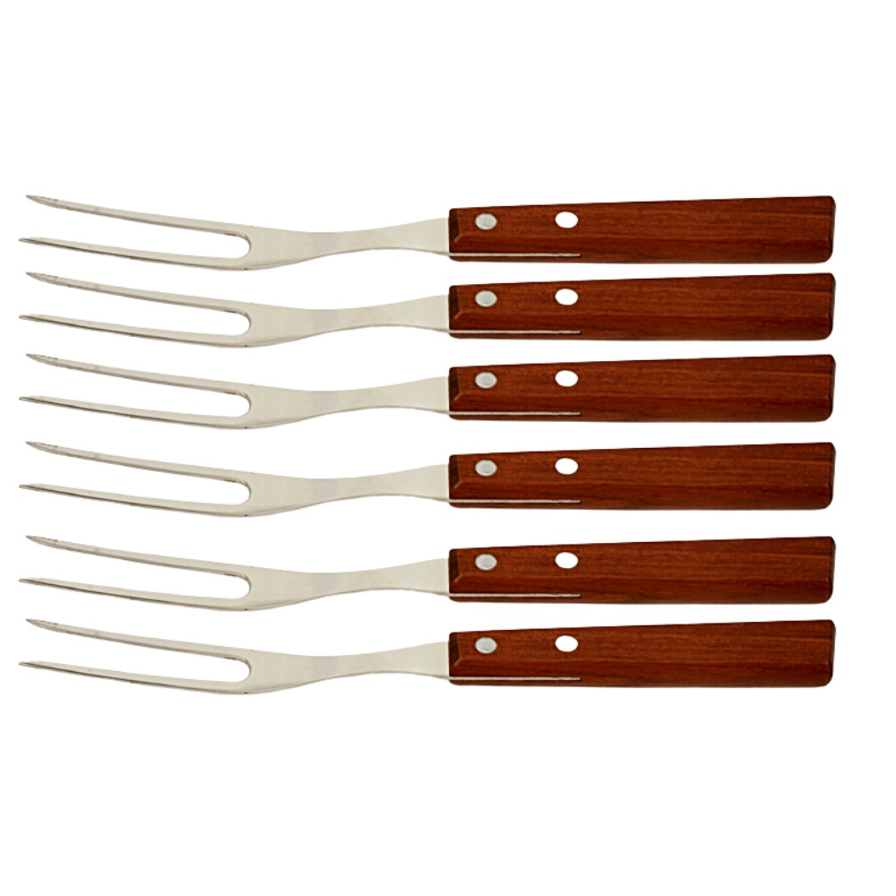 KIT 6 PÇS Garfo Grande para Churrasco Tramontina 25,5 cm Cabo Madeira ...