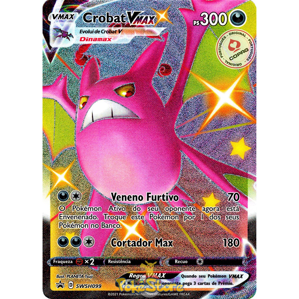 Carta Pokemon Crobat VMAX Português Shiny Card Original Copag | Shopee ...