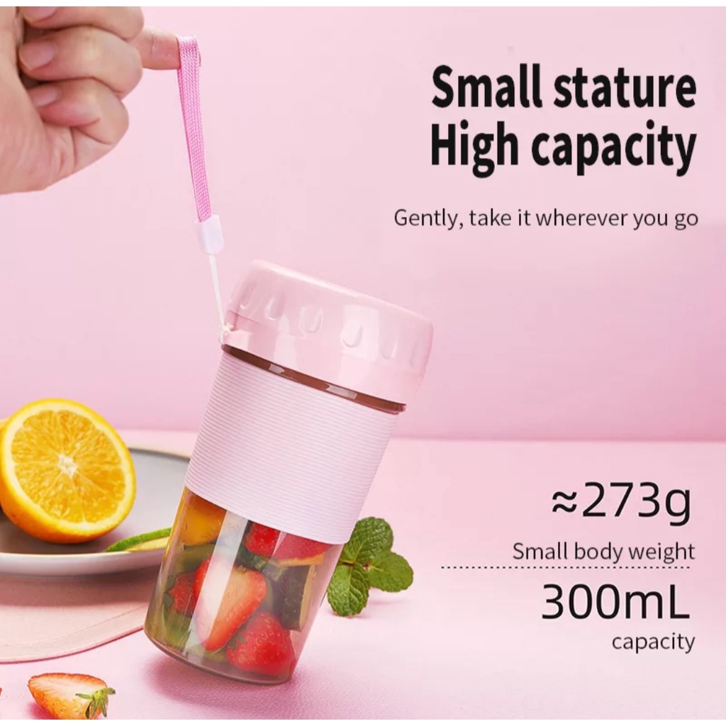 Liquidificador copo Mixer USB recarregável rosa 280ml | Shopee Brasil