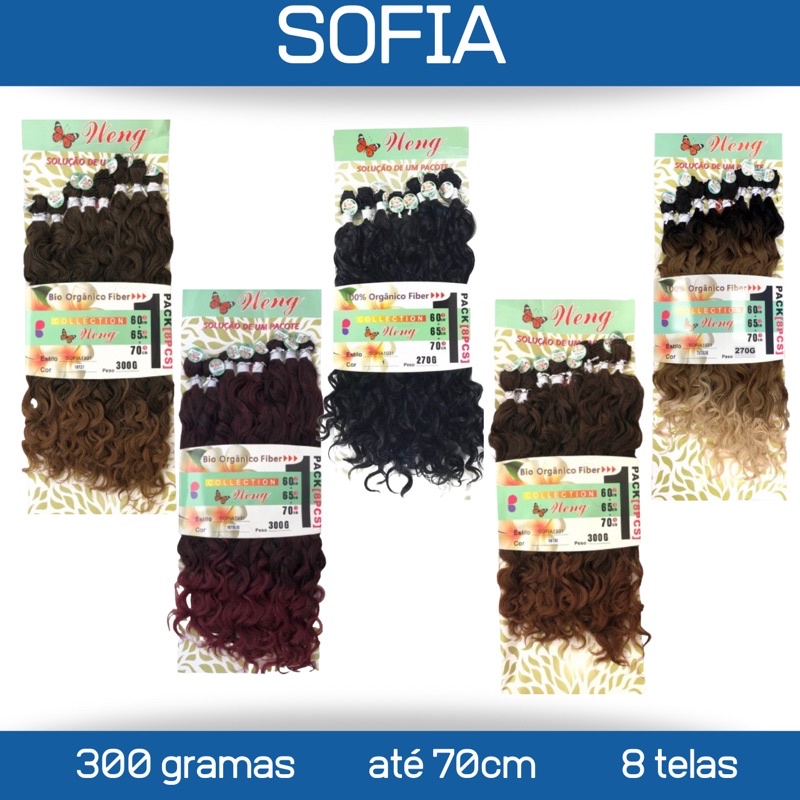 Cabelo Orgânico Cacheado/Ondulado Sofia Weng 270gr 8 telas 70cm ...