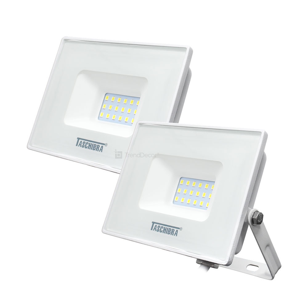 Kit 2 Refletores Holofote Taschibra TR LED 20W Slim Branco - Luz Fria 6500K - Corpo em Alumínio ...