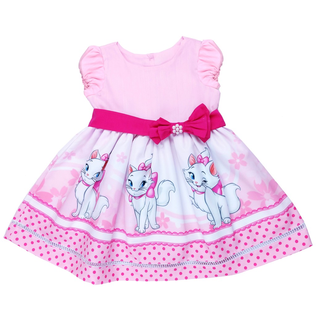 Vestido Gatinha Marie Com Manga Festa Infantil Temática | Shopee Brasil