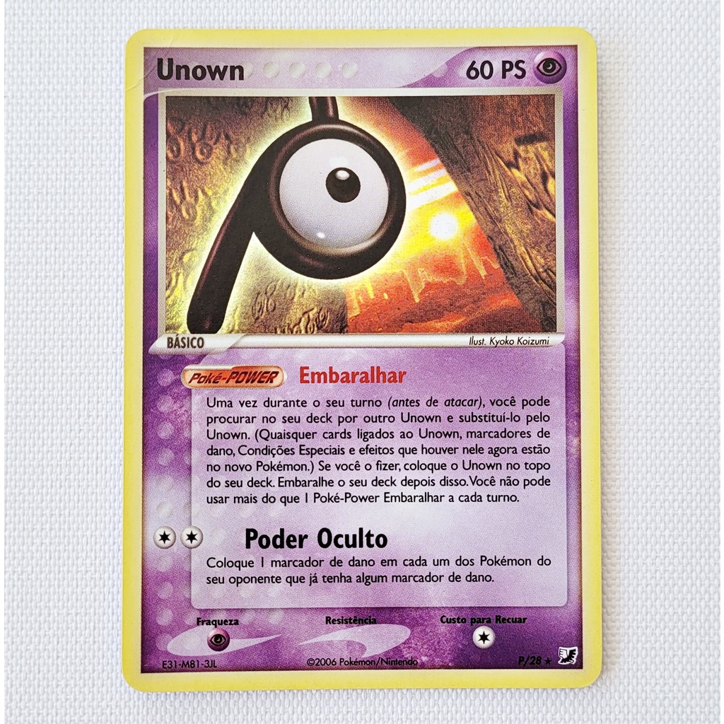 Carta Antiga Pokemon Unown P/28 Holo Rare Ex Unseen Forces Original ...