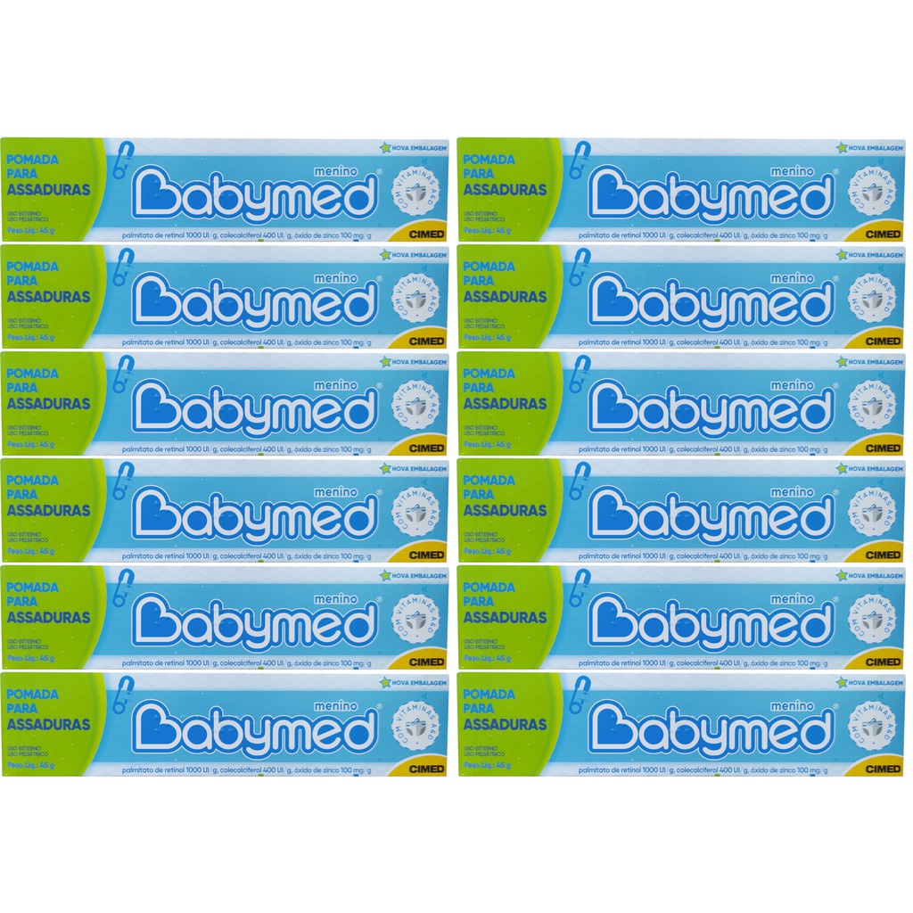 Kit 12 Babymed Pomada Para Assaduras Cimed 45 Gramas - Azul Menino ...