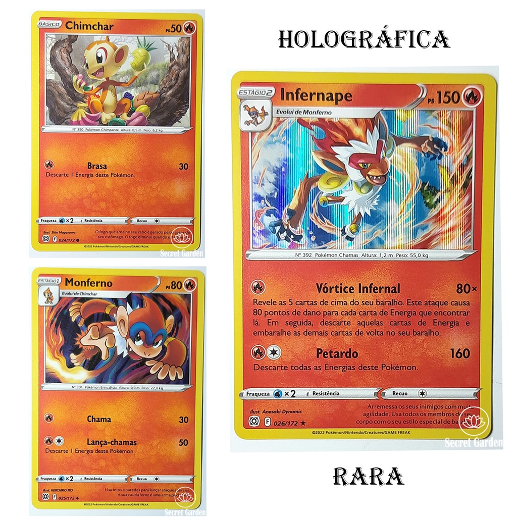 Kit Carta Pokémon Evoluão - Chimchar - Morfeno - Infernape Holográfico ...