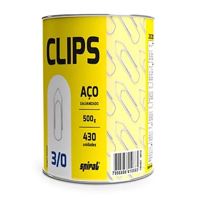 Clips numero 3/0 galvanizado (lata c/500g) Spiral | Shopee Brasil