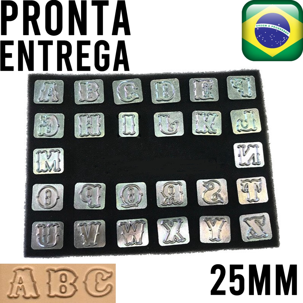 Jogo De Letras Alfabeto Para Escrever Em Couro 1 - 2,5 Cm | Shopee Brasil