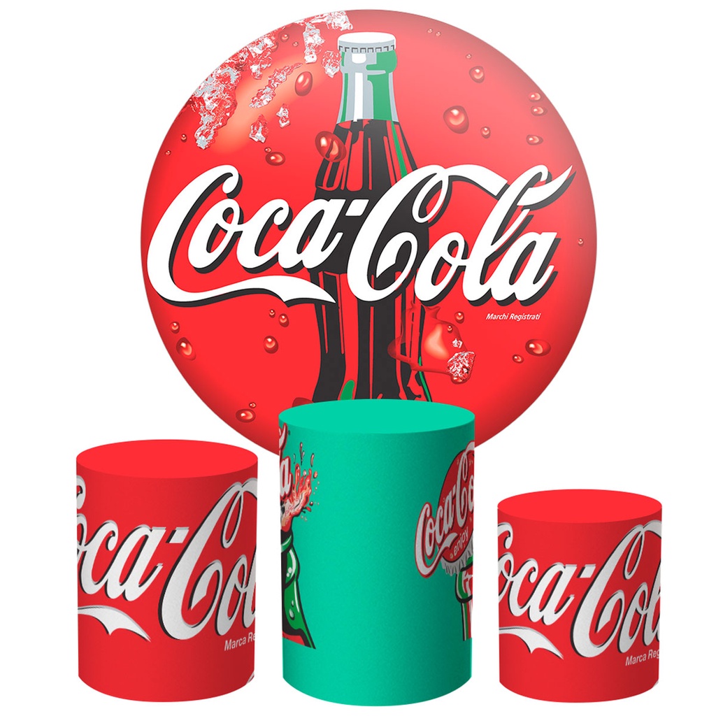 Kit De Festa Painel Redondo Coca-Cola + Trio Capa De Cilindro Veste ...