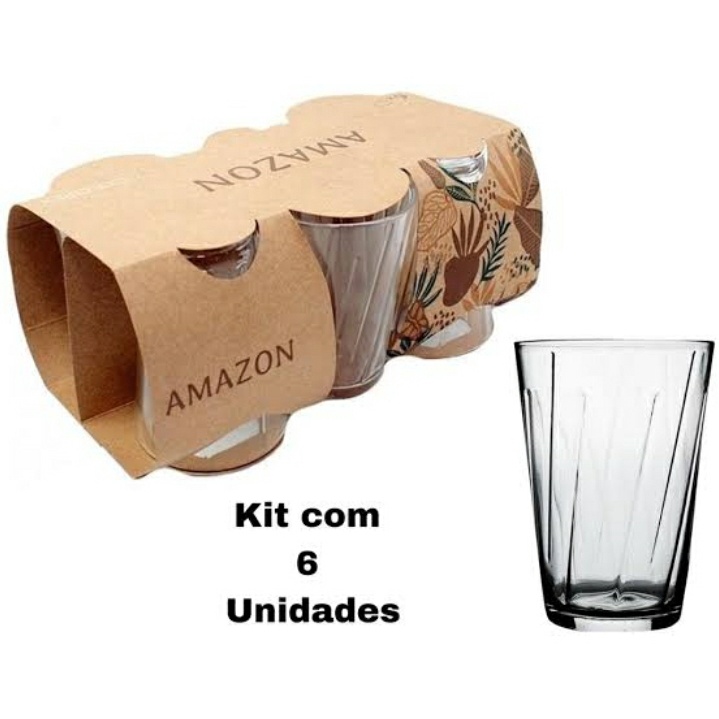 JOGO DE 6 COPOS DE VIDRO AMAZON 190 ML | Shopee Brasil
