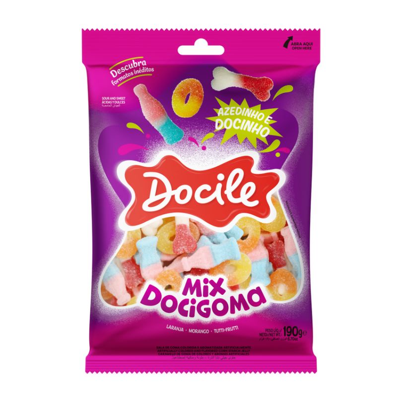 Bala Docile. Azedinho e Docinho. Mix Docigoma. Sabores Laranja, Morango ...
