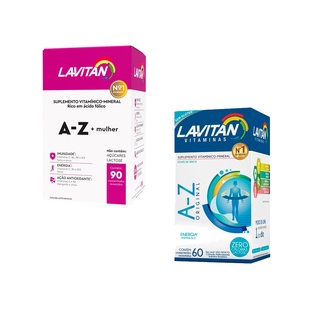 Kit Vitaminas Lavitan A-Z Homem + A-Z Mulher 60 comprimidos cada Multivitaminicos ...