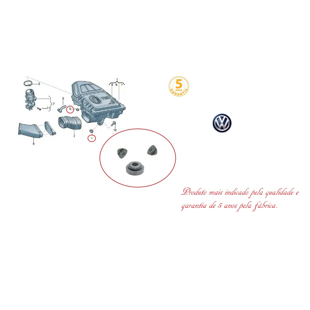 Kit Coxim Bucha Da Caixa Filtro Ar Tcross Tsi 07c133588 | Shopee Brasil