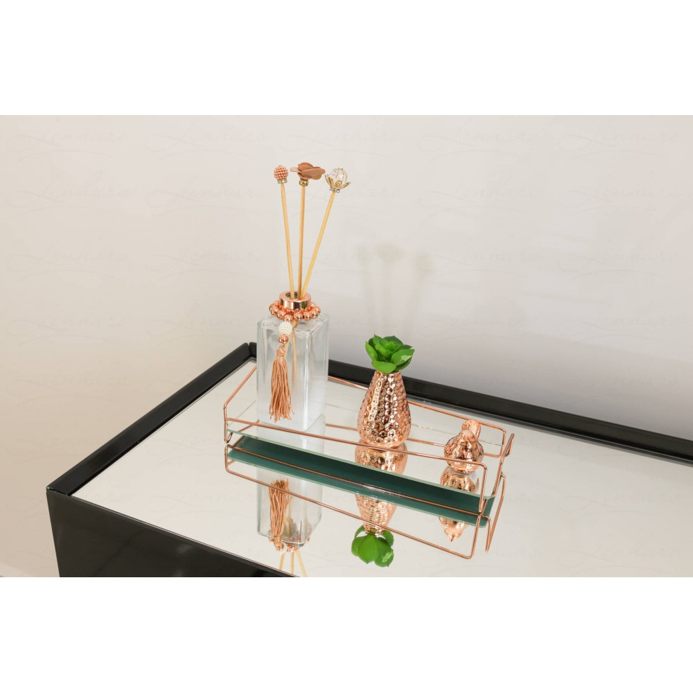 Bandeja Espelhada Angulo Rose em Metal Dourado Rosé - 10 x 28 cm - LMS ...