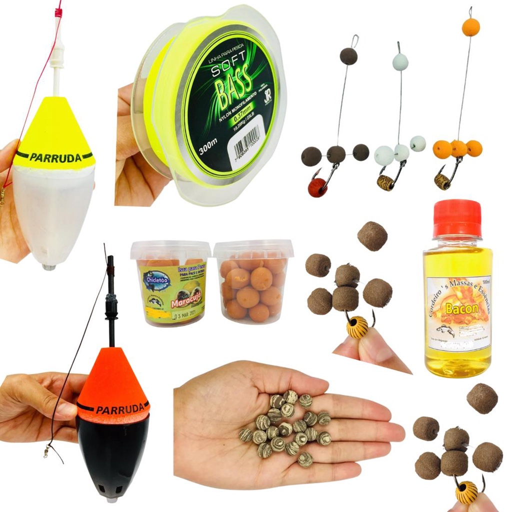 Kit Pesca Tambas e Pacus 2 Boias Cevadeira + Linha e Itens Tambaqui ...