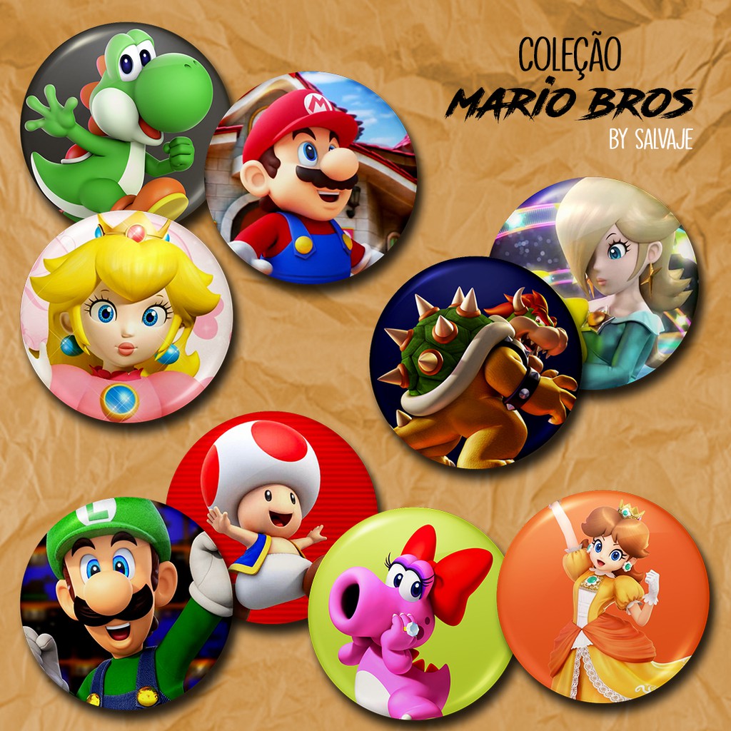 Bottons Mario Bros (Mario, Luigi, Peach, Yoshi e mais) | Shopee Brasil