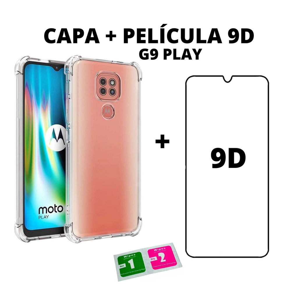 Capa Capinha Anti Impacto Transparente + Pelicula 9D Motorola G9 Play | Shopee Brasil