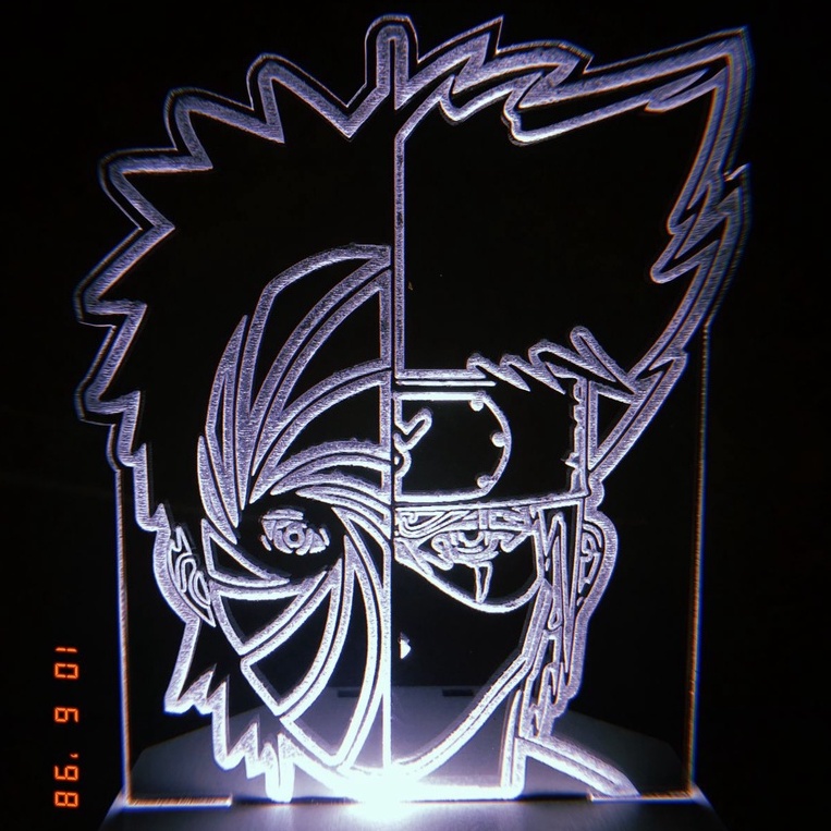 Luminária Led em Acrílico Anime Naruto - Kakashi e Obito - Led Branco ...