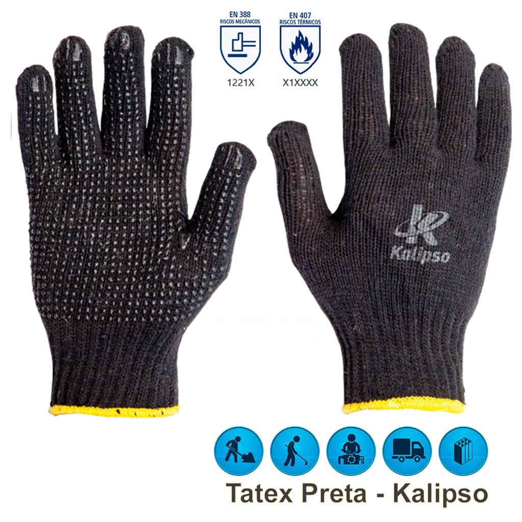 Luva Tatex Pigmentada Segurança Antiderrapante Preta -Tamanho G ...