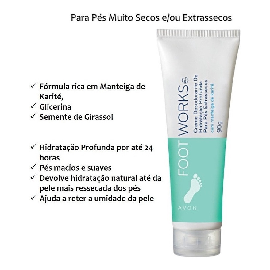Creme Hidratante Para os Pés Hidratação Profunda AVON Foot Works ...