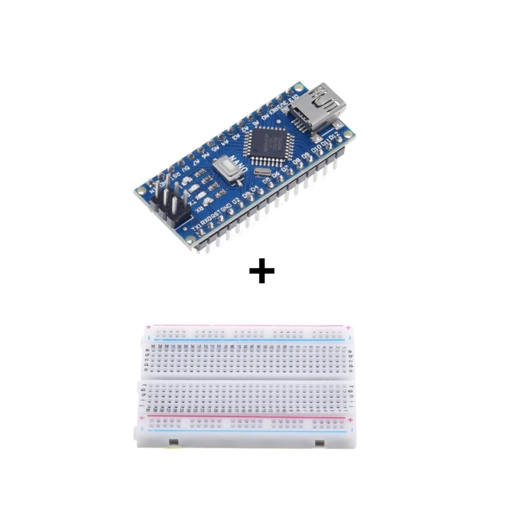 Arduino Nano + Protoboard 400 Furos | Shopee Brasil