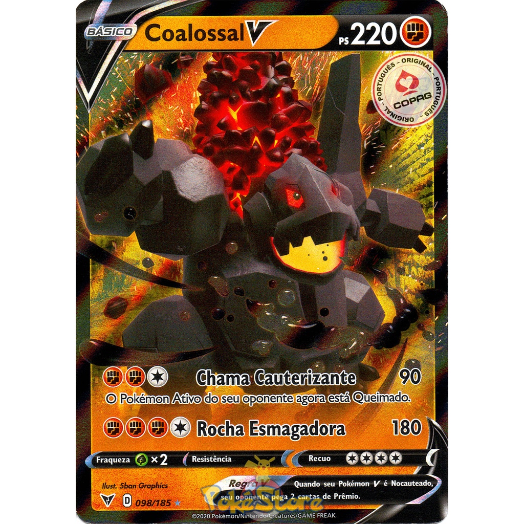 Carta Pokemon Coalossal V Português 98/185 Card Original Copag | Shopee ...