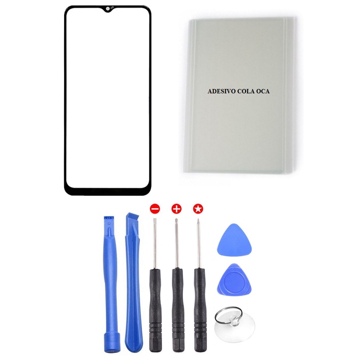 Tela Frontal de Vidro ORIGINAL SEM Touch e Display LCD para A03S A037 SM-A037M/DS + Cola OCA e ...