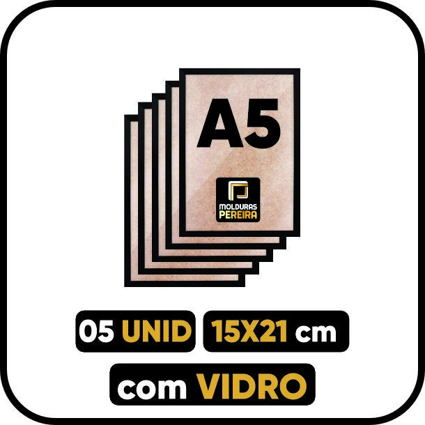 Kit 5 Porta Retrato 15x21 cm A5 COM VIDRO - Moldura 21x15 cm | Shopee ...