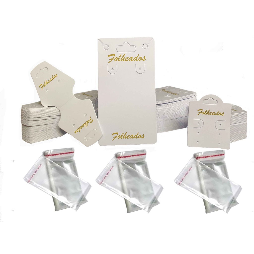 Kit Tag Para Bijuterias com 3 modelos com escrita FOLHEADO 300 Peças ...