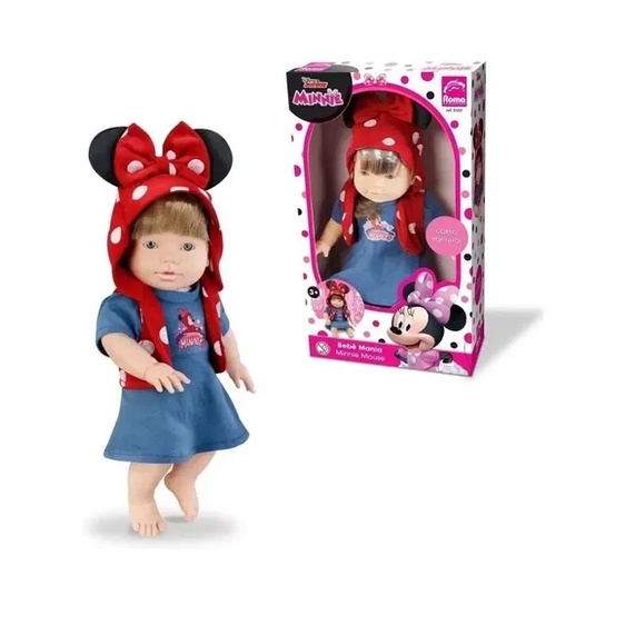 Boneca Bebe Mania Minnie Mouse Roma Brinquedos | Shopee Brasil