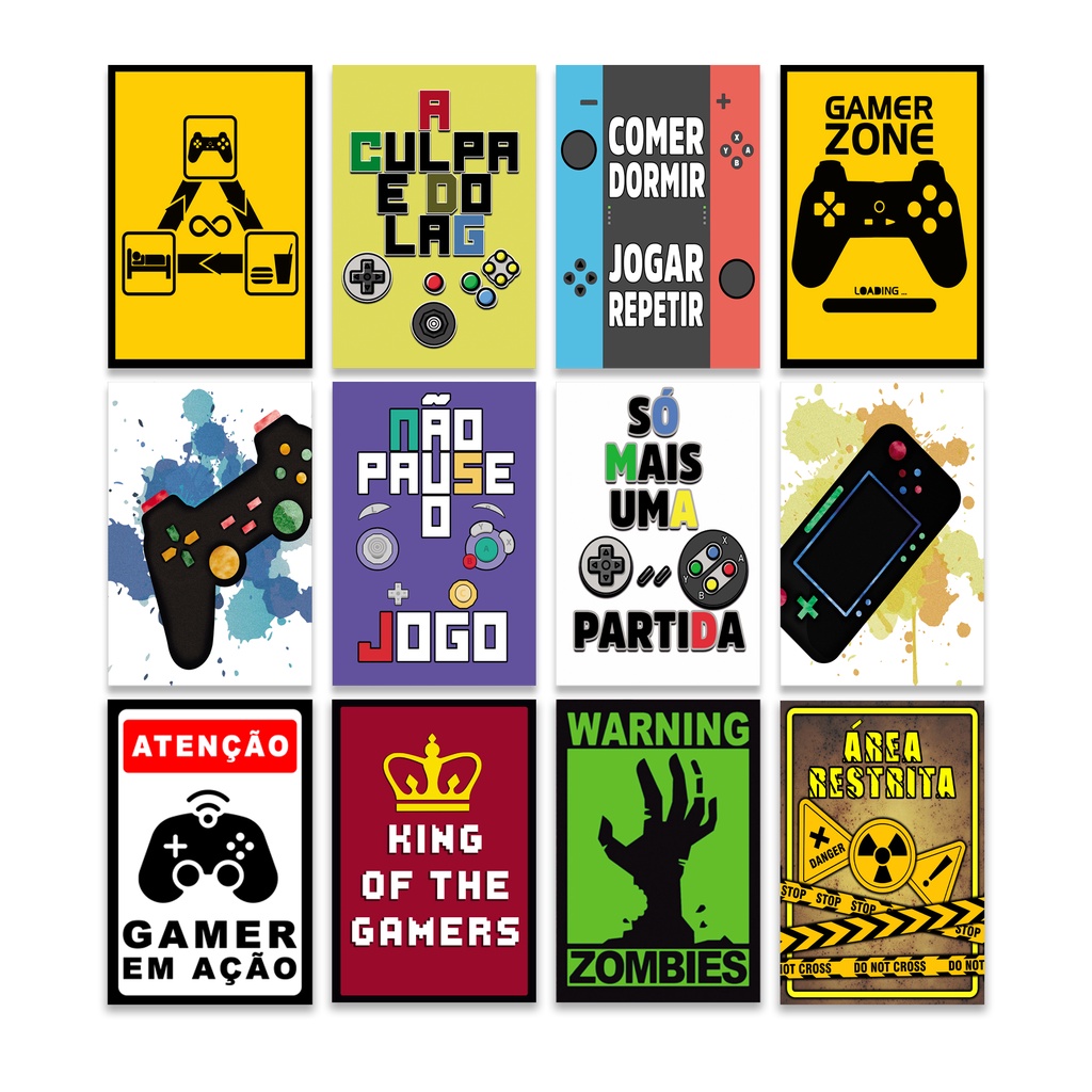 Kit 12 Placas Decorativas MDF Quadrinhos Gamer Nerd Geek Jogos ...