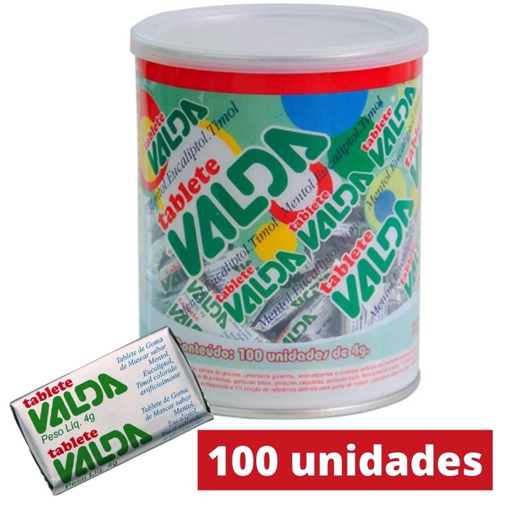 Chiclete Tablete Goma de Mascar Valda Pote com 100 unidades - Escorrega ...