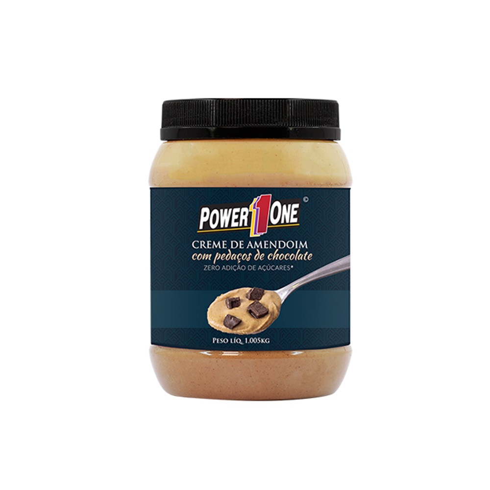 CREME DE AMENDOIM COM PEDAÇOS DE CHOCOLATE POWER 1 ONE - 1KG | Shopee ...