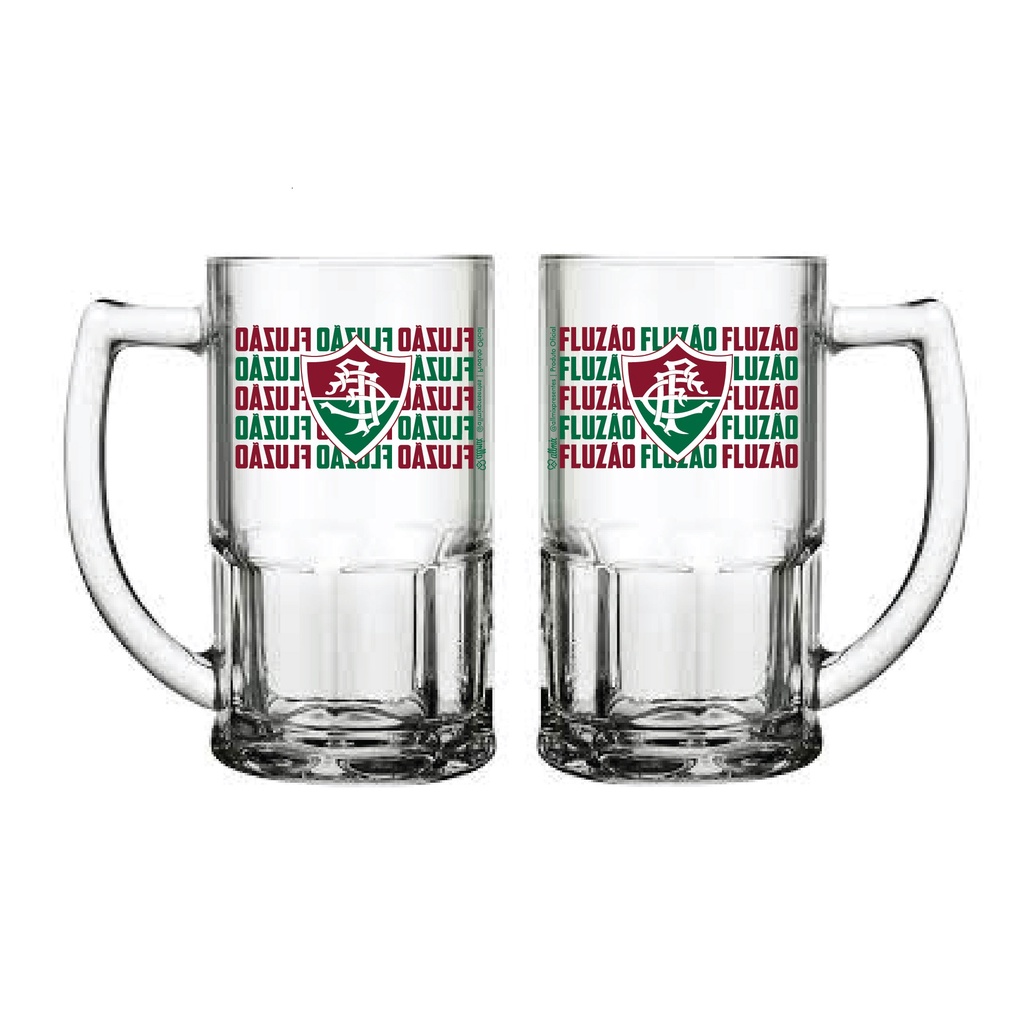 Kit com 2 Canecas Vidro Chopp Cerveja Bristol Luva Fluminense Allmix - 340ml | Shopee Brasil