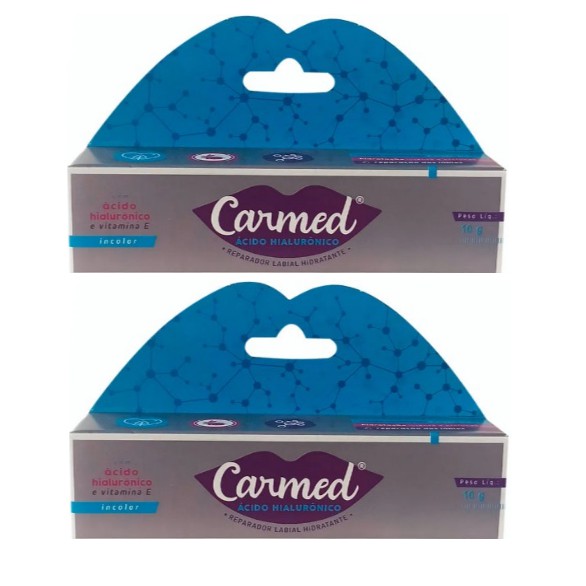Kit com 2 Hidratante Reparador Labial Com Acido Hialurônico Carmed Cimed 10g | Shopee Brasil