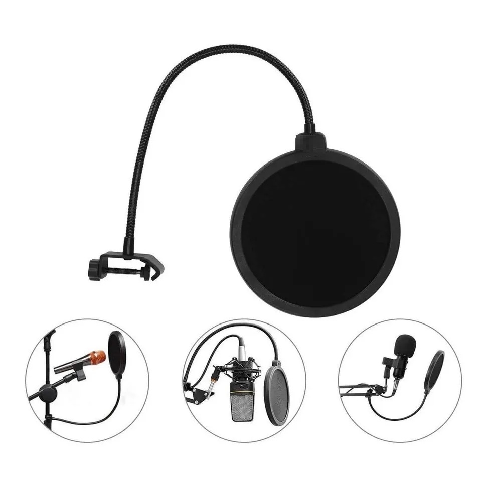 Pop Filter Anti Puff Para Microfone Condensador Studio | Shopee Brasil