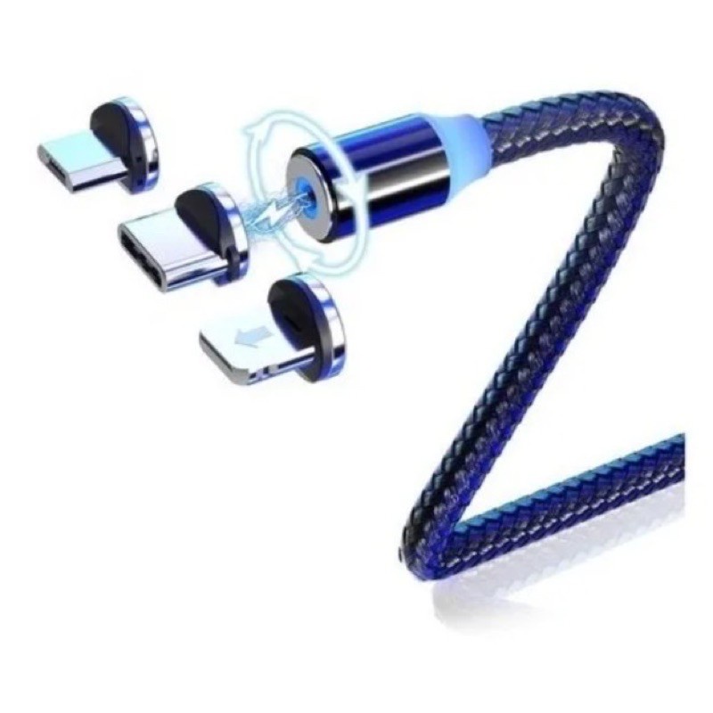 Cabo Carregador Magnetico MICRO USB TIPO C 3 em 1 Imã Smartphone para Iphone Android Xiaomi ...