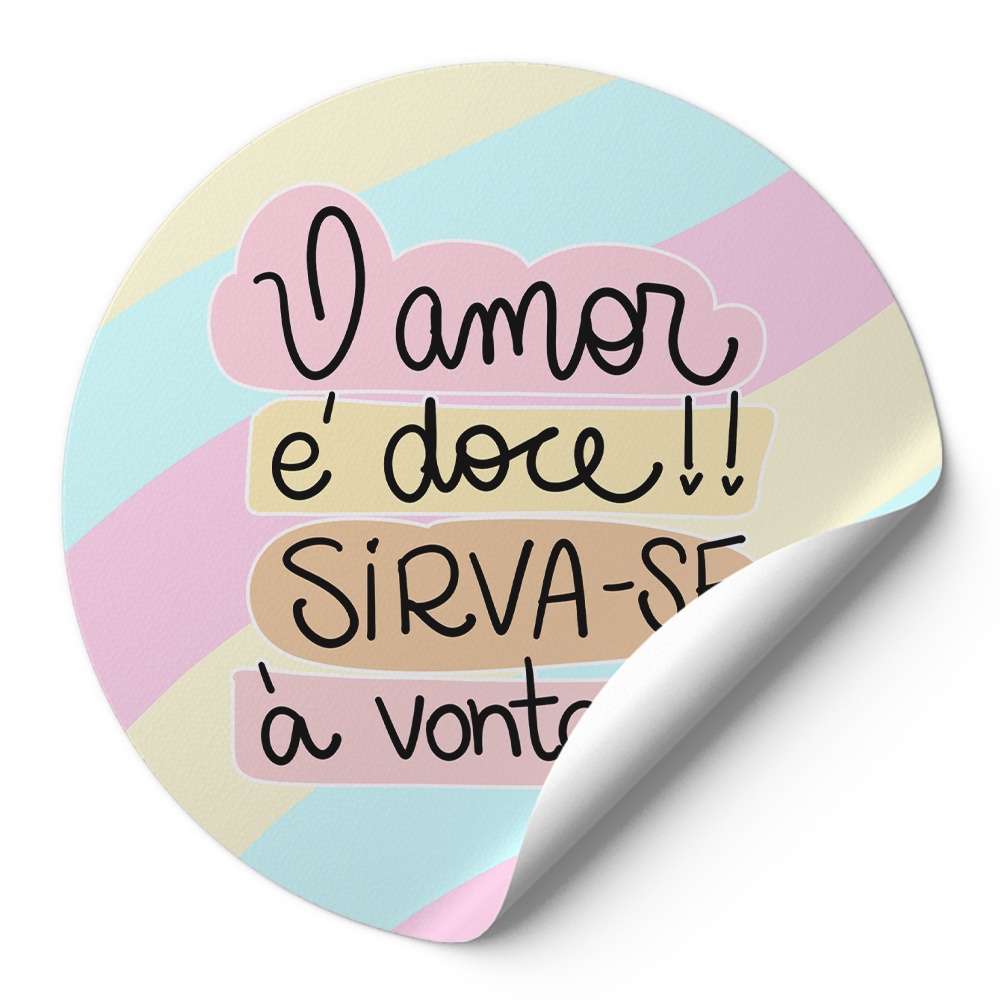 840 Tag Etiquetas Adesivos Para Embalagens Redonda Confeitaria O Amor É ...